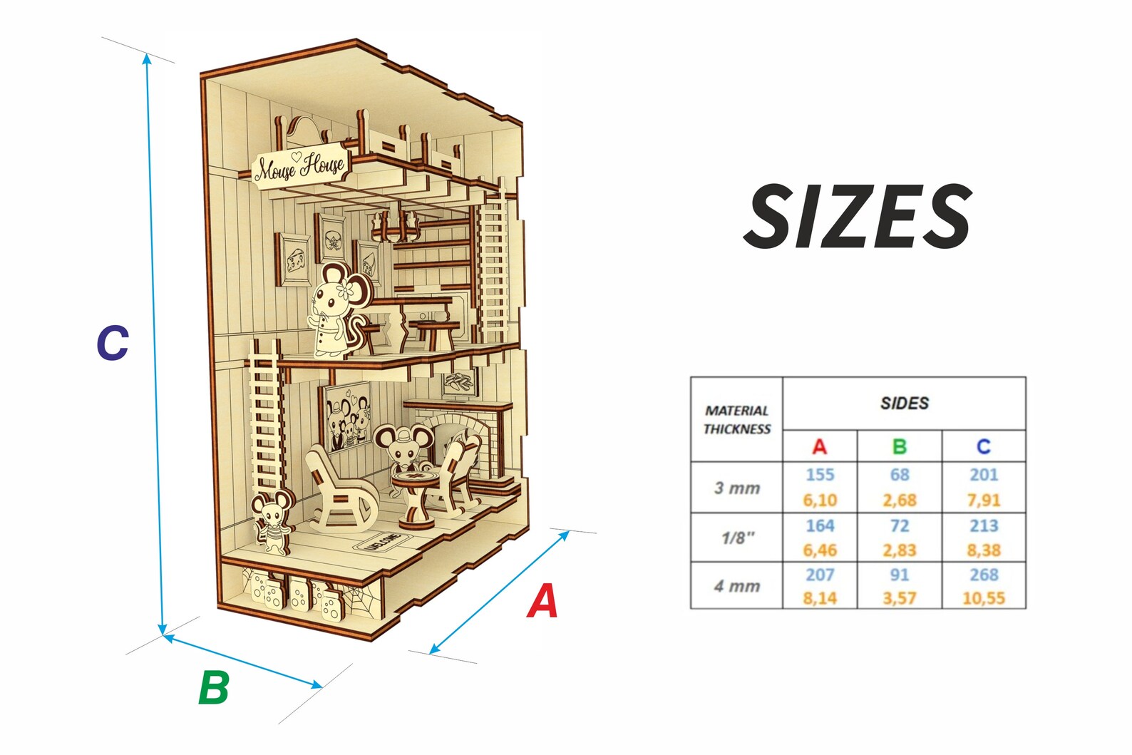 Book Nook SVG Cut File Mouse House Glowforge Pattern Laser | Etsy