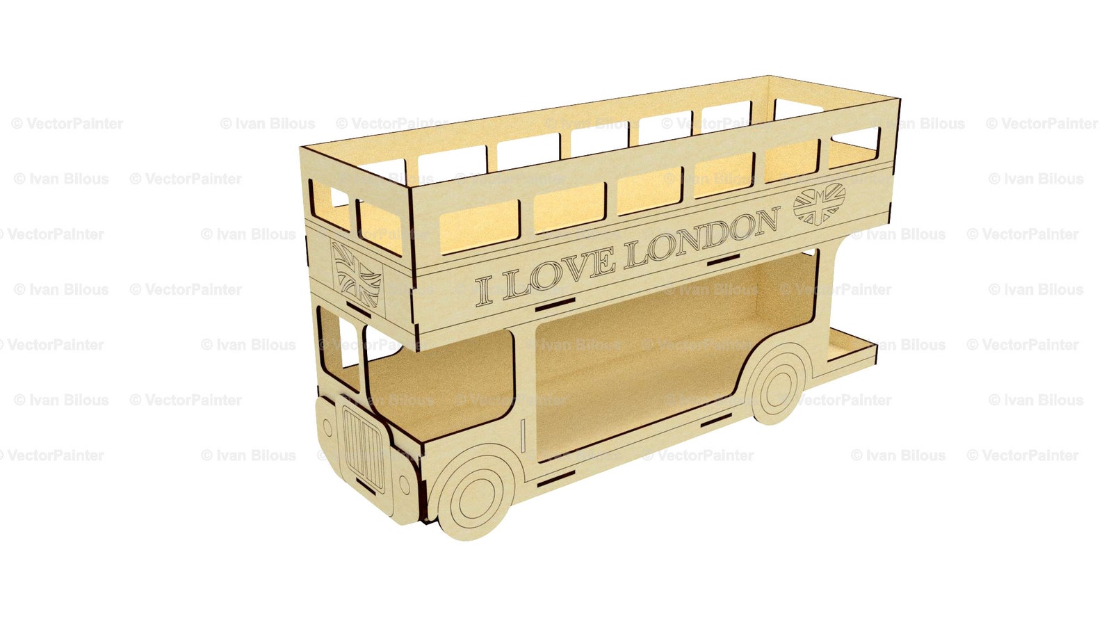 Bus Laser Cut File Glowforge Pattern Double Decker London Bus | Etsy