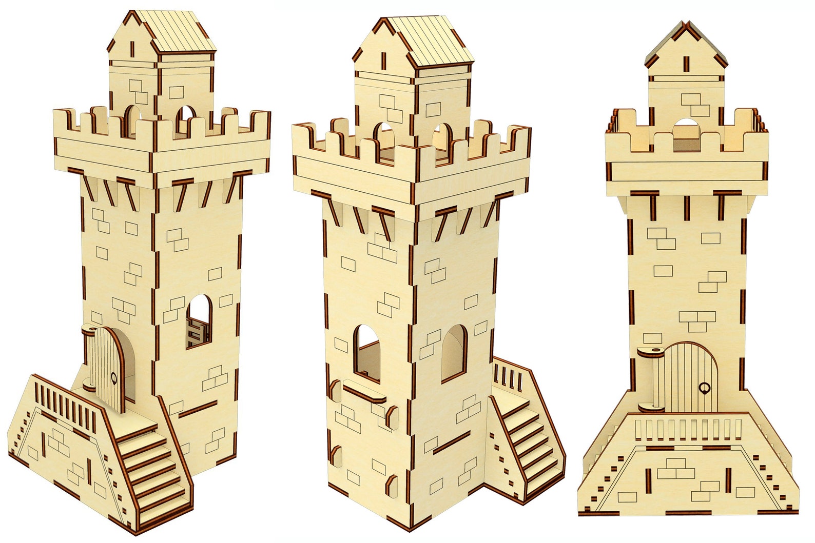 Big Castle Tower Laser Cut Files Glowforge Pattern | Etsy