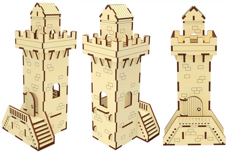 Big Castle Tower Laser Cut Files Glowforge Pattern | Etsy