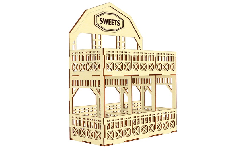 Farmhouse Display Stand - Laser Cut SVG Easter Plan of Stand for Sweets ...
