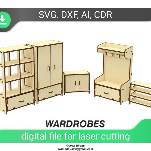 Kitchen Dollhouse Furniture Laser Cut Files Glowforge - Etsy