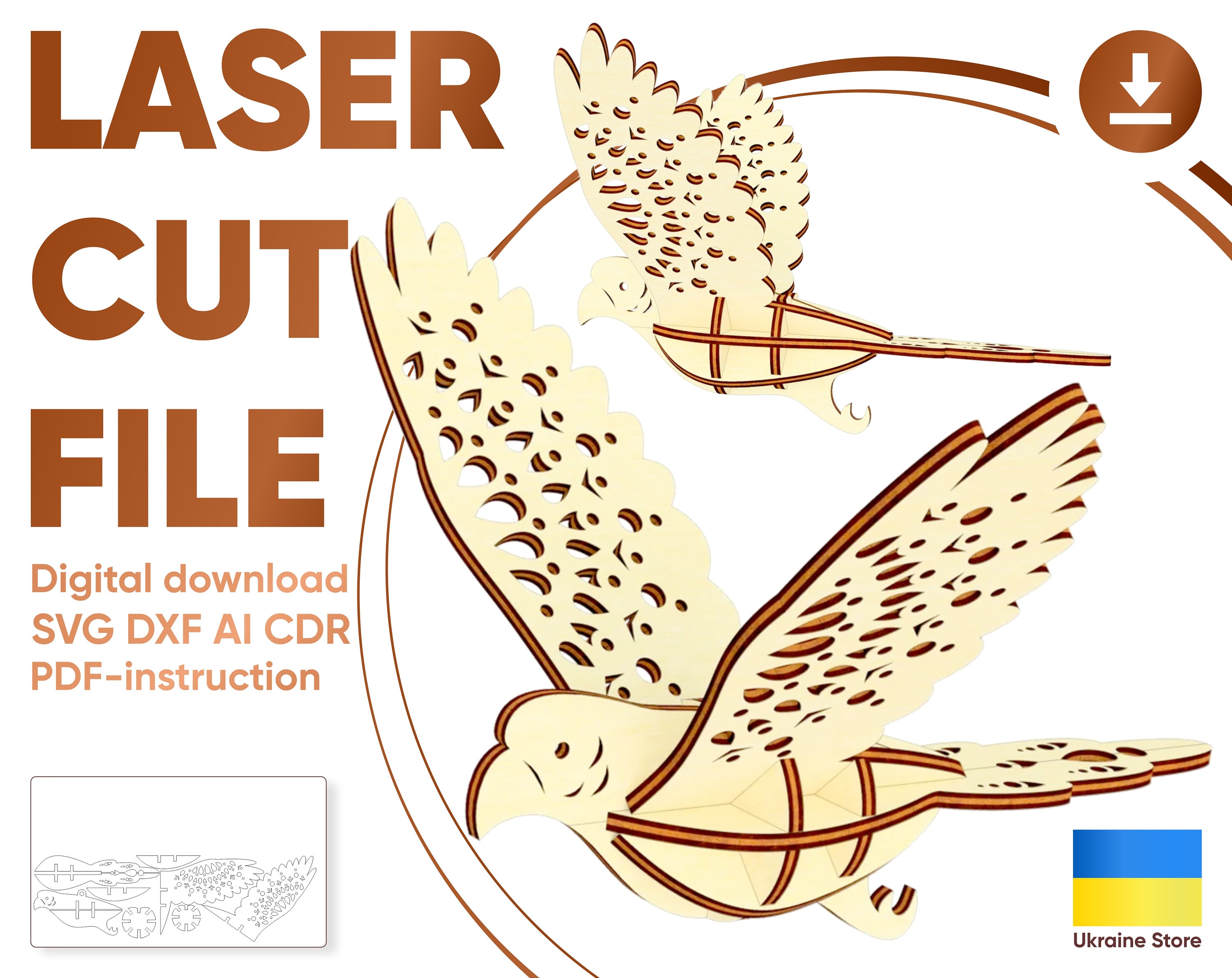 Parrot SVG Laser Cut File Glowforge Pattern Bird Ornament - Etsy