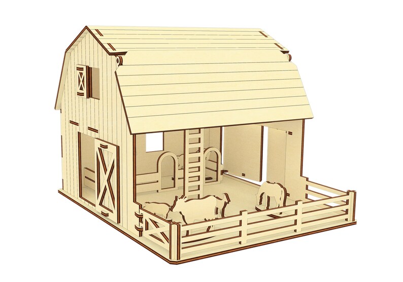 Farm Dollhouse Laser Cut File Barn Pattern - Etsy