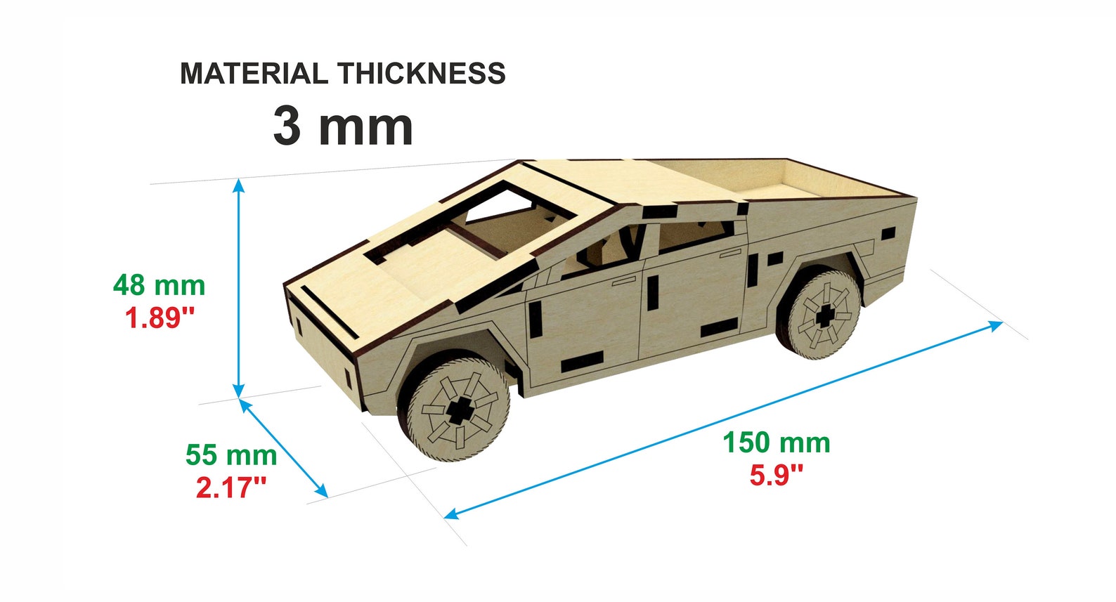 Laser cut tesla cybertruck dxf files for laser tesla 3d model | Etsy