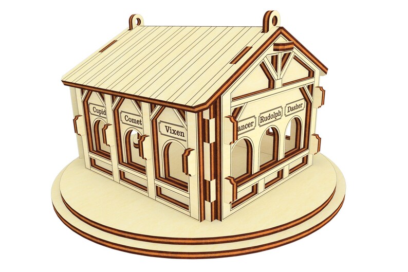 Reindeer Barn Laser Cut Files Santa Claus Reindeer House - Etsy