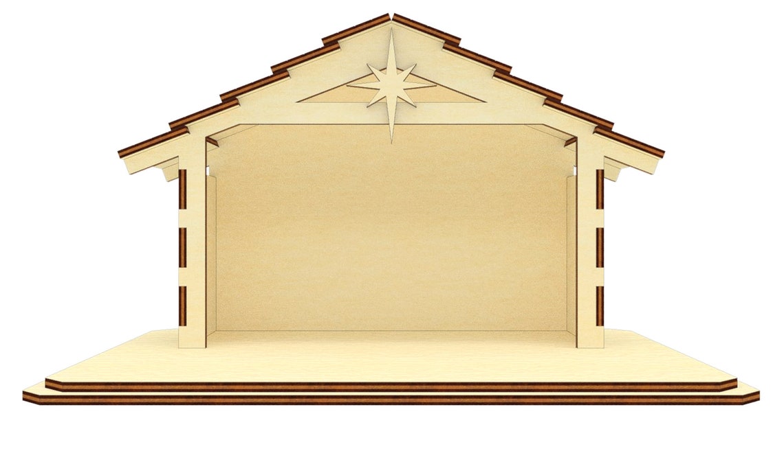 Nativity barn laser cut file Glowforge pattern | Etsy
