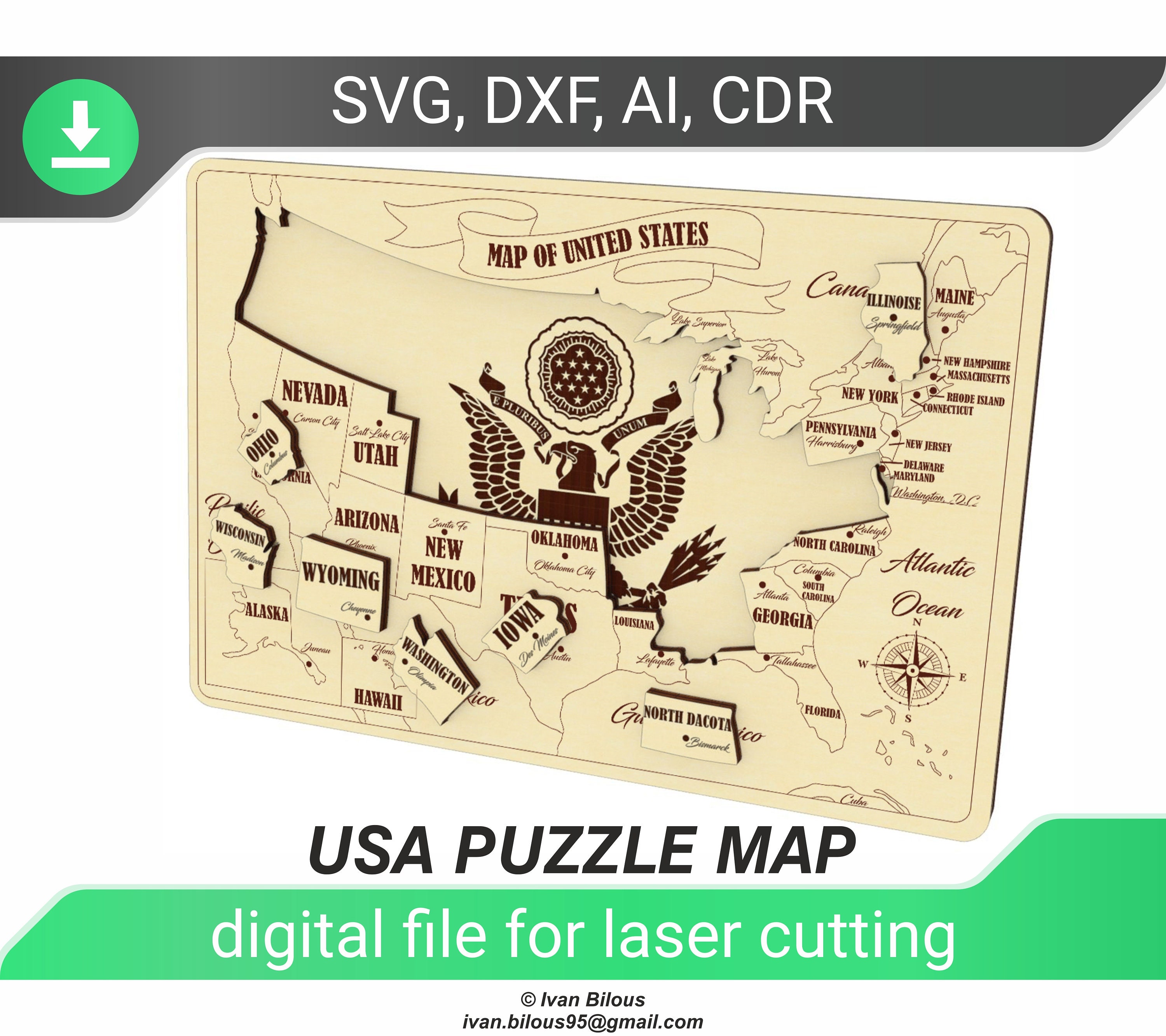 dxf usa map laser cut file svg glowforge usa dxf files for laser files ...