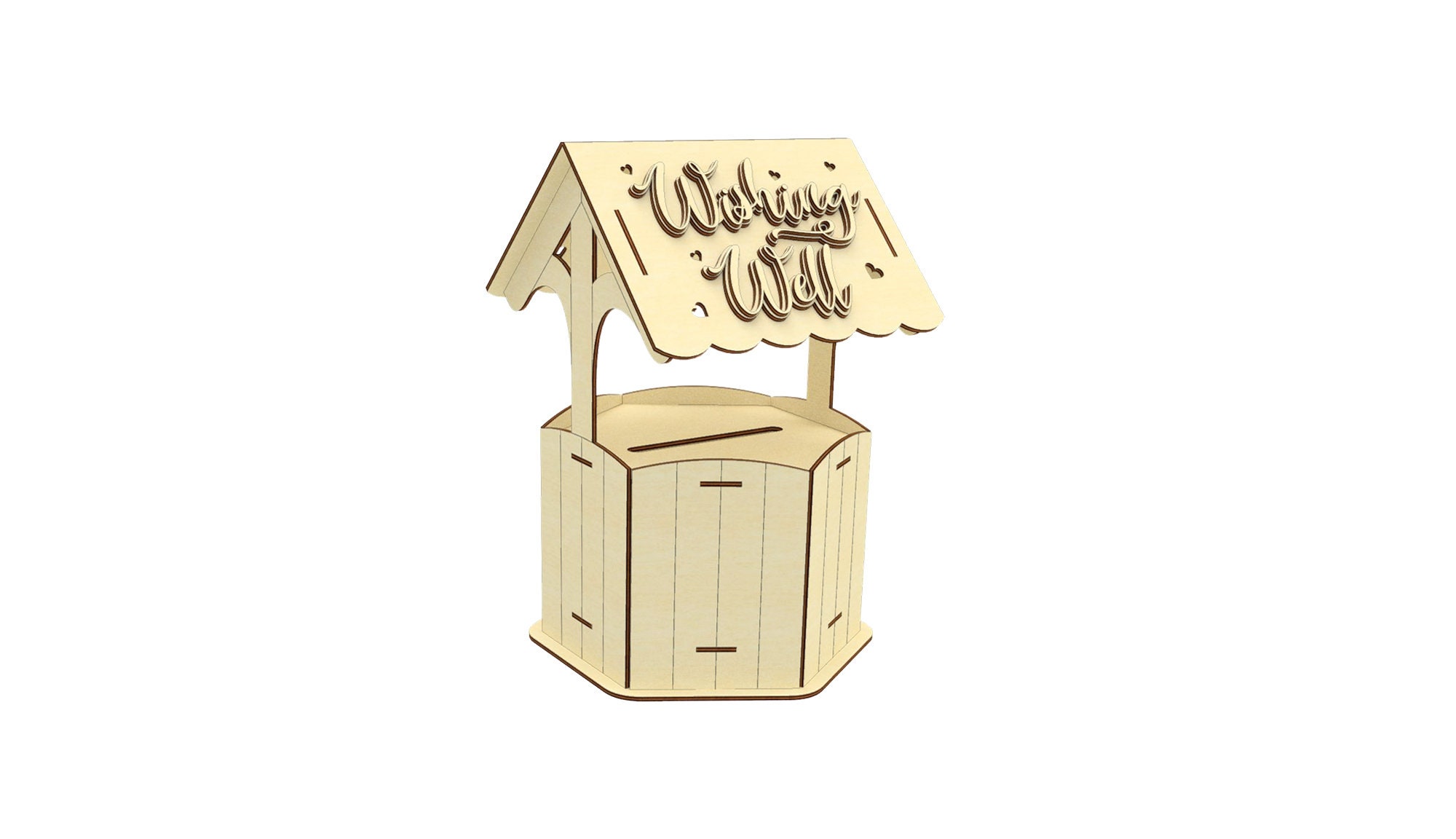 Wedding Wishing Well Laser Cut File, Wooden Card Box SVG Template ...