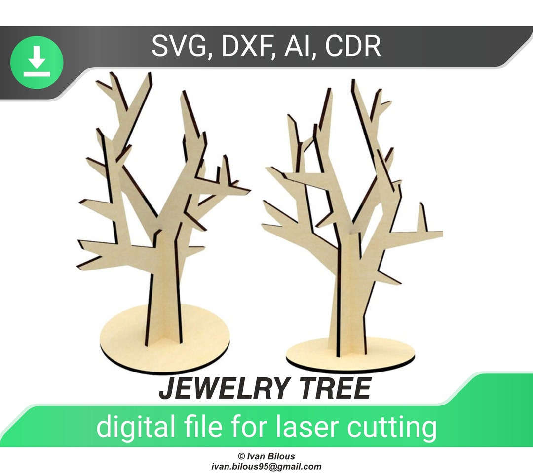 Jewelry Tree Stand SVG Laser Cut Files: Cutting Machines Pattern ...