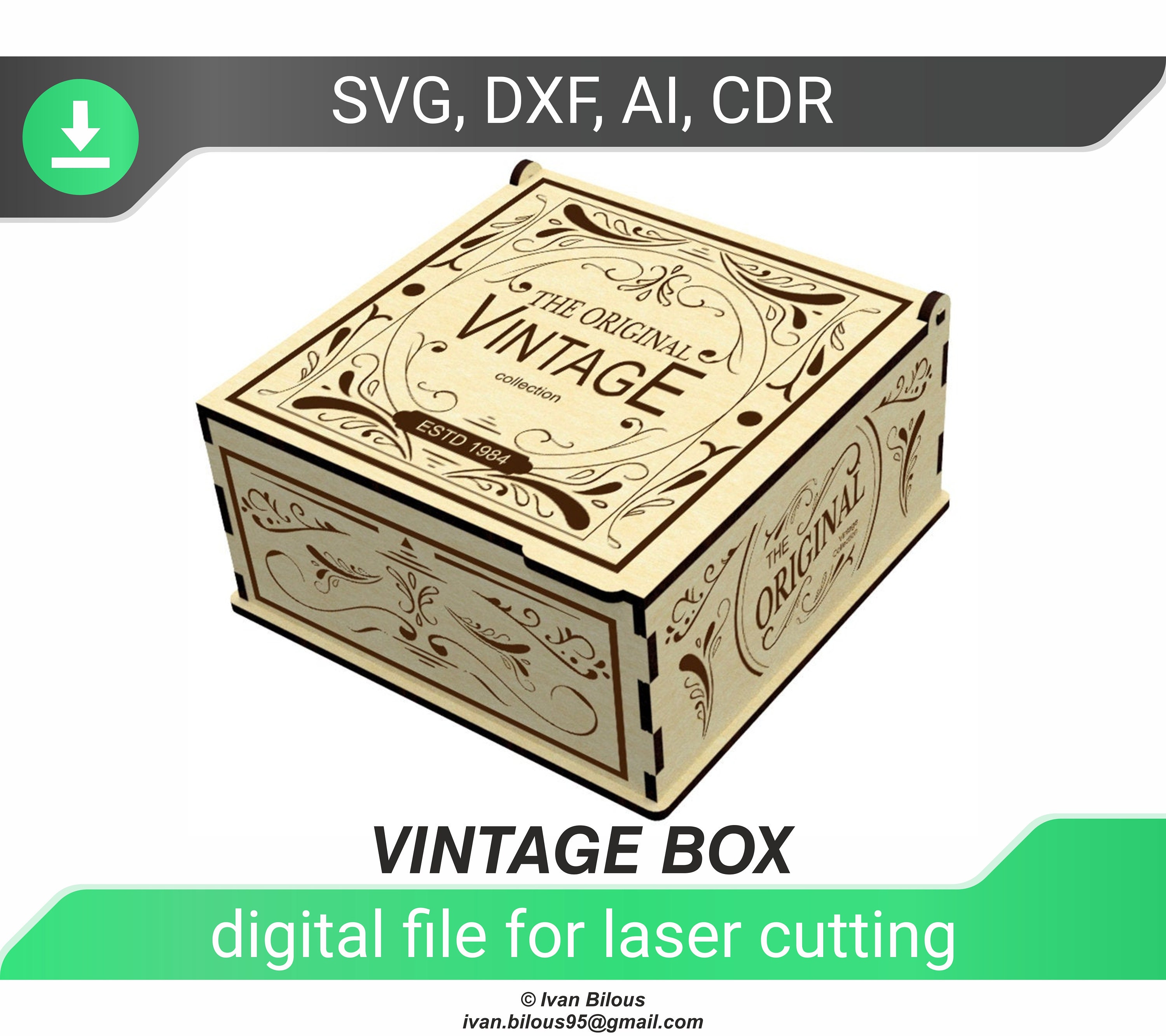Laser cut pattern box dxf files for laser files for cnc plan | Etsy