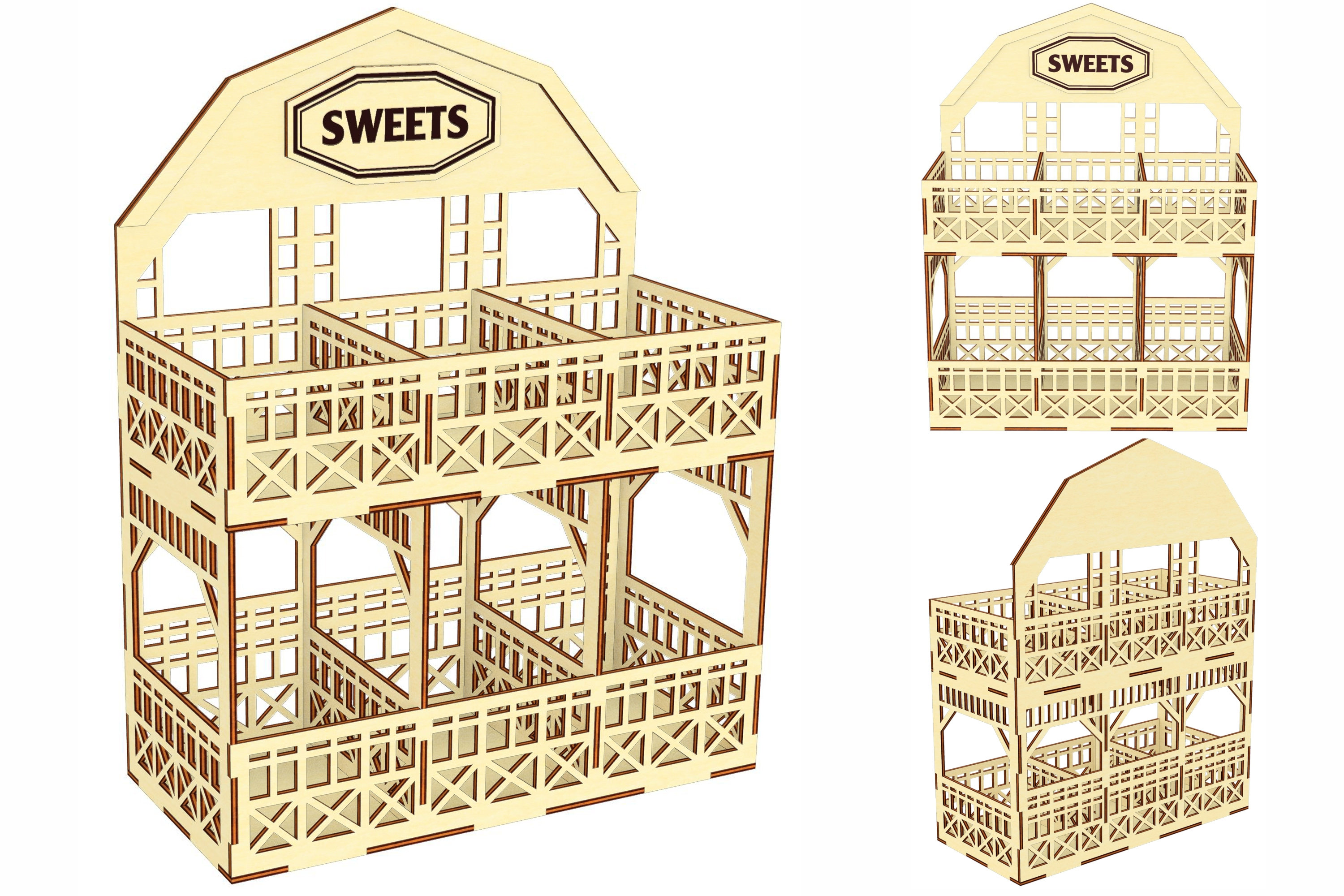 Farmhouse Display Stand - Laser Cut SVG Easter Plan of Stand for Sweets ...