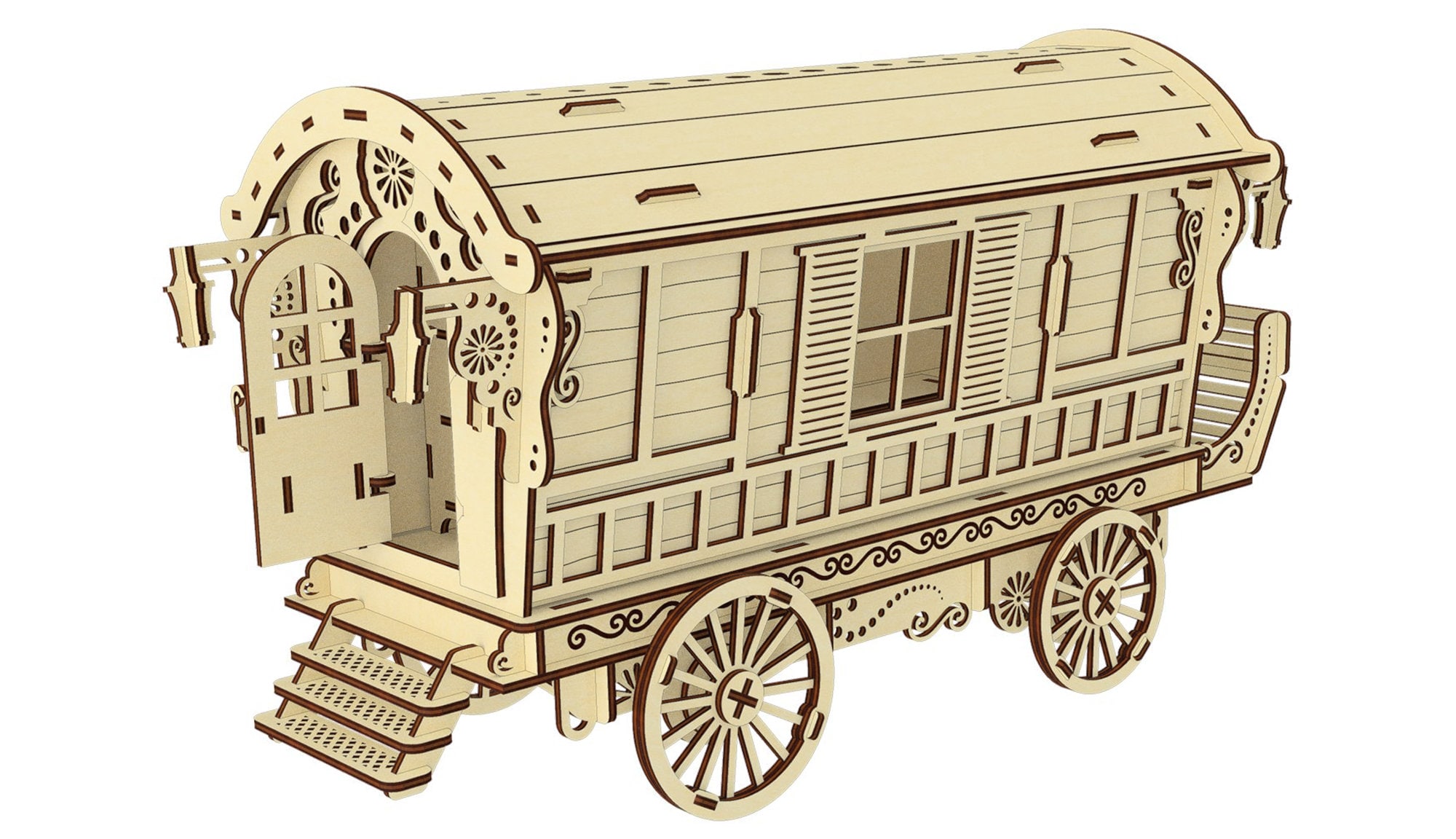 Dollhouse Laser Cut Files Svg Glowforge Laser Gypsy Wagon Dxf Files for ...