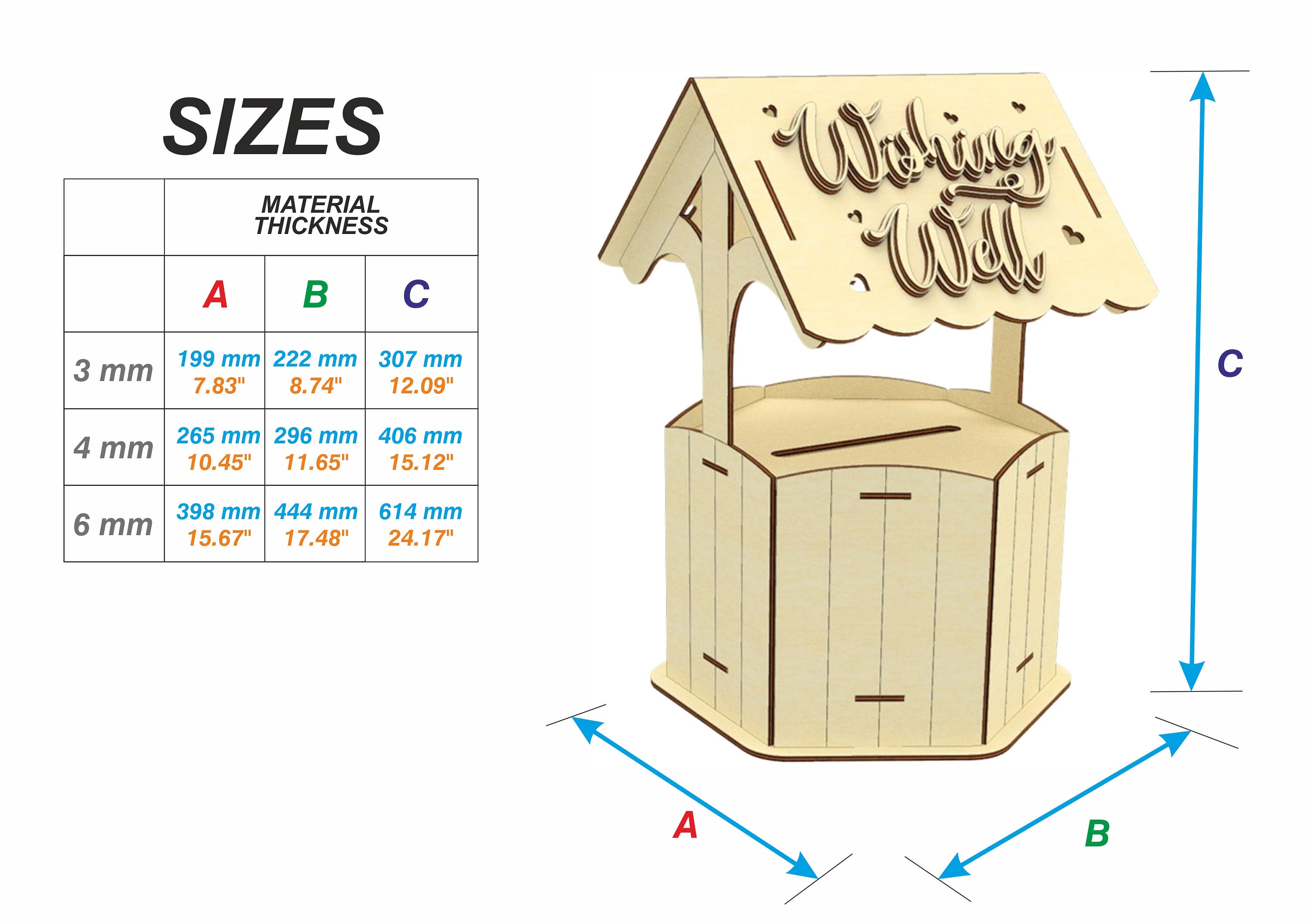 Wishing Well Dxf Laser Files Cnc Pattern Wedding Well Svg Cut - Etsy UK