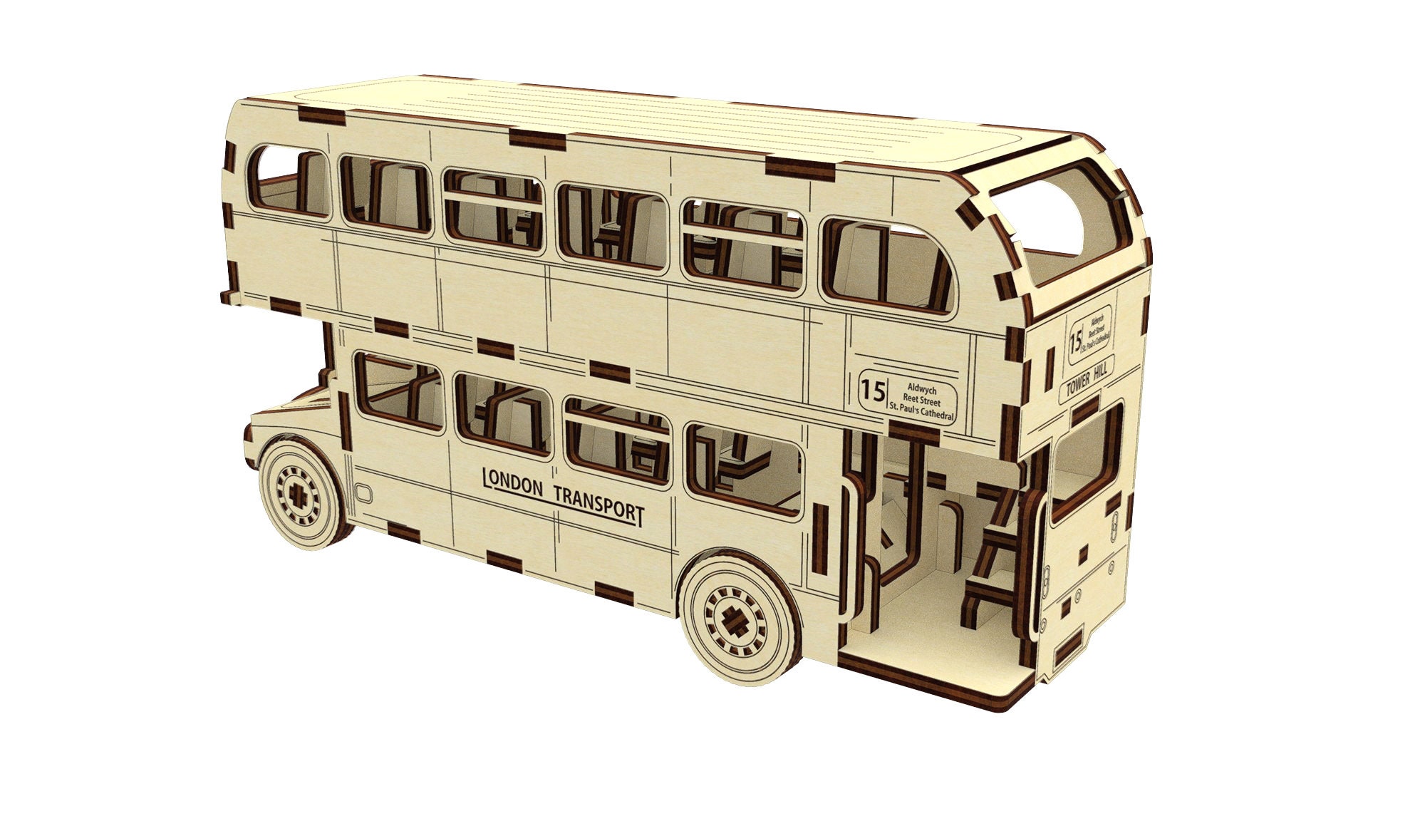 Double Decker London Bus SVG Laser Cut Files 3d Puzzle - Etsy UK