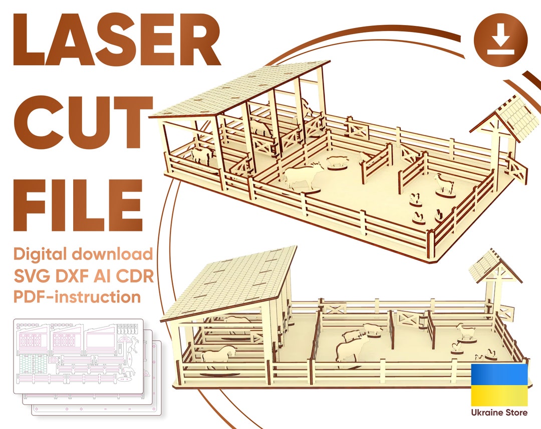 Farm Yard - Laser Cutting File, Glowforge Pattern - Etsy