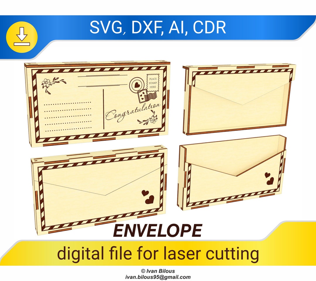Cash Envelope Laser Cut File Wedding Gift Box Pattern - Etsy