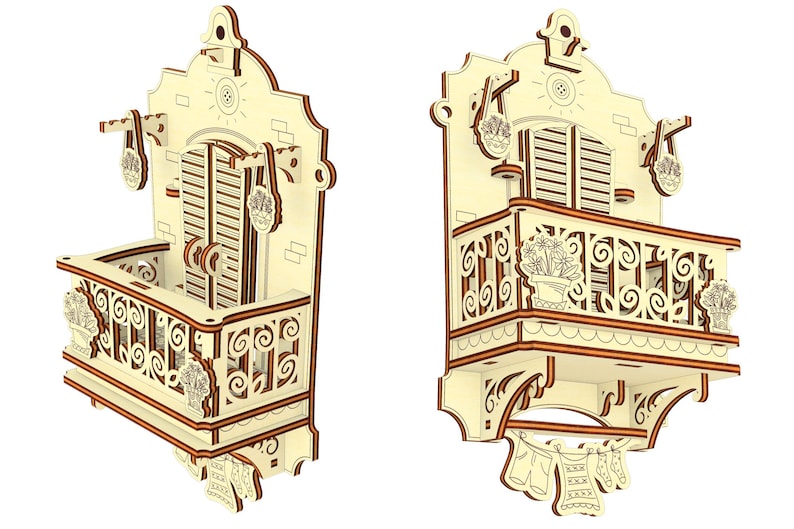 Balcony With Opening Door - Laser Cut File, Photo Frame SVG Plans for ...