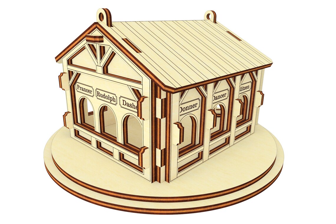 Reindeer Barn Laser Cut Files Santa Claus Reindeer House | Etsy