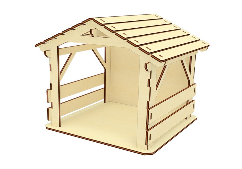 Christmas barn laser cut file Glowforge pattern | Etsy