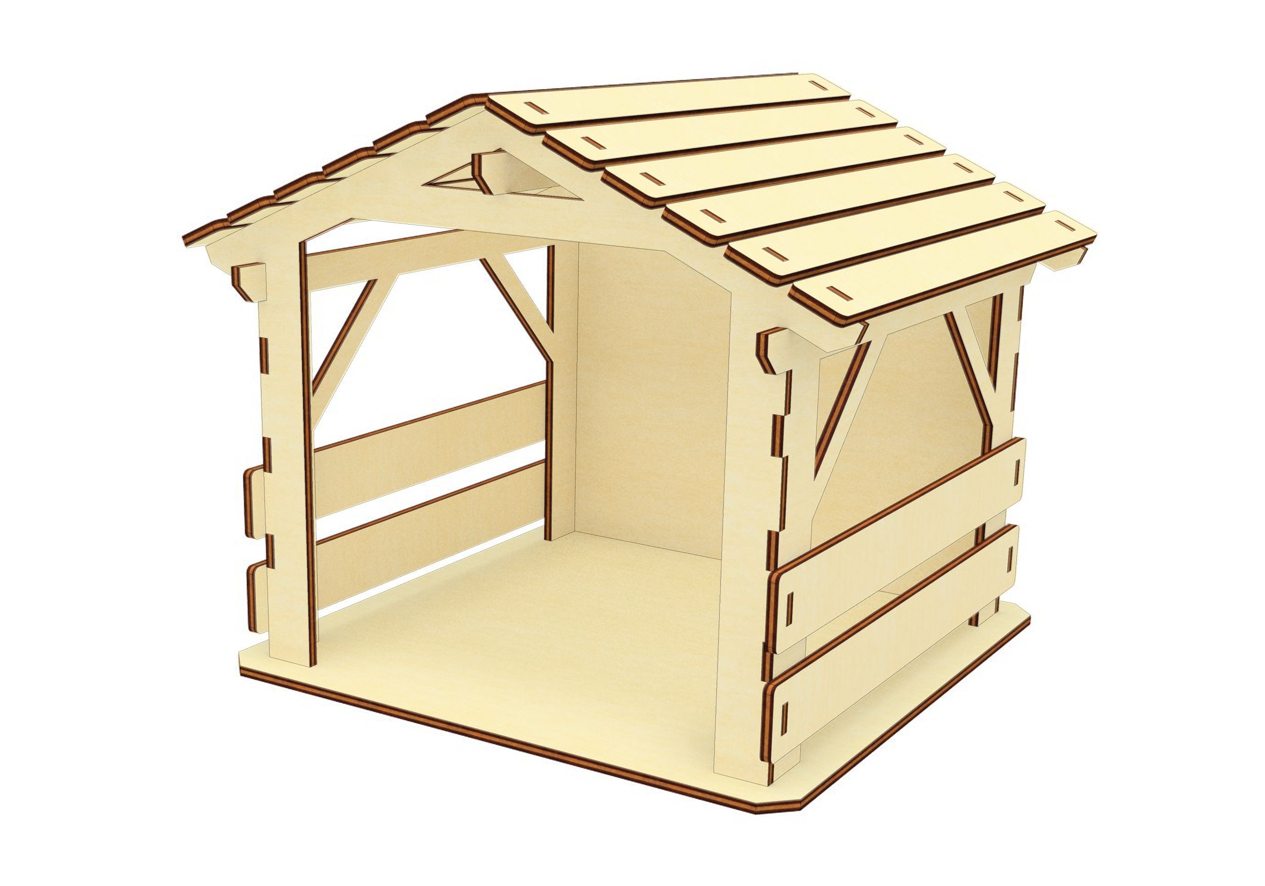 Christmas barn laser cut file Glowforge pattern | Etsy