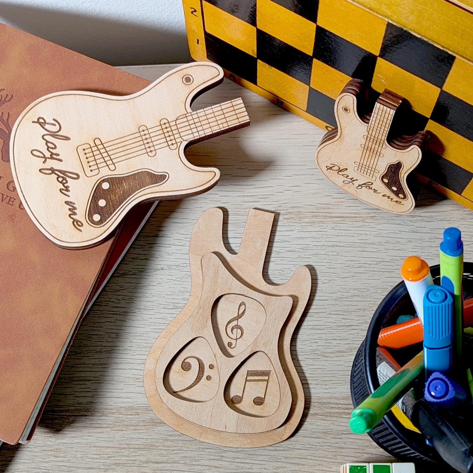 Guitar Pick Holder - SVG Laser Cut Files, Plectrum Box Plan for ...
