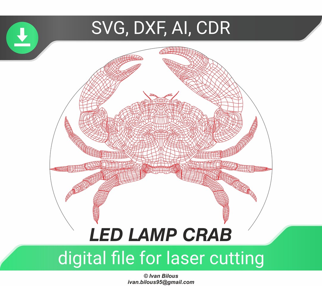 Crab LED Lamp SVG File: Laser Cut Design (digital Download) - Etsy