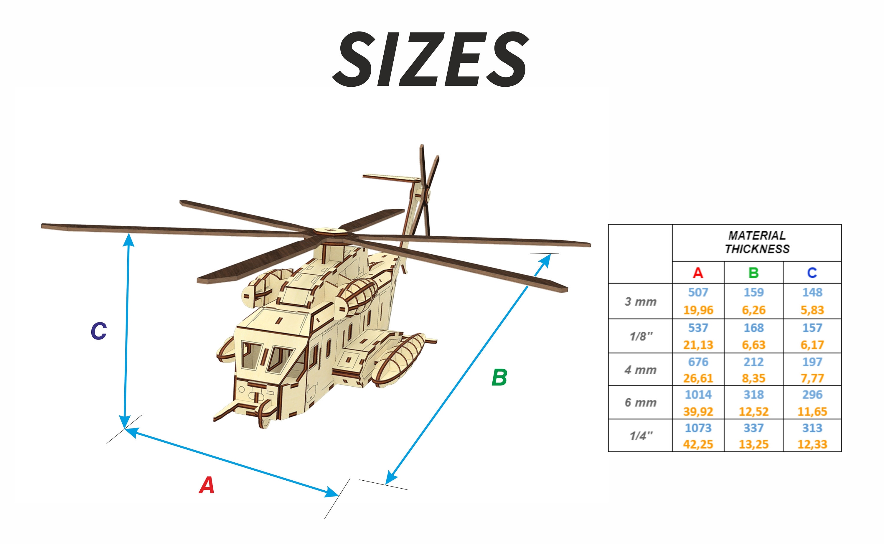 Helicopter Laser Cut File, SVG Aircraft Toy DIY Model CNC Template ...