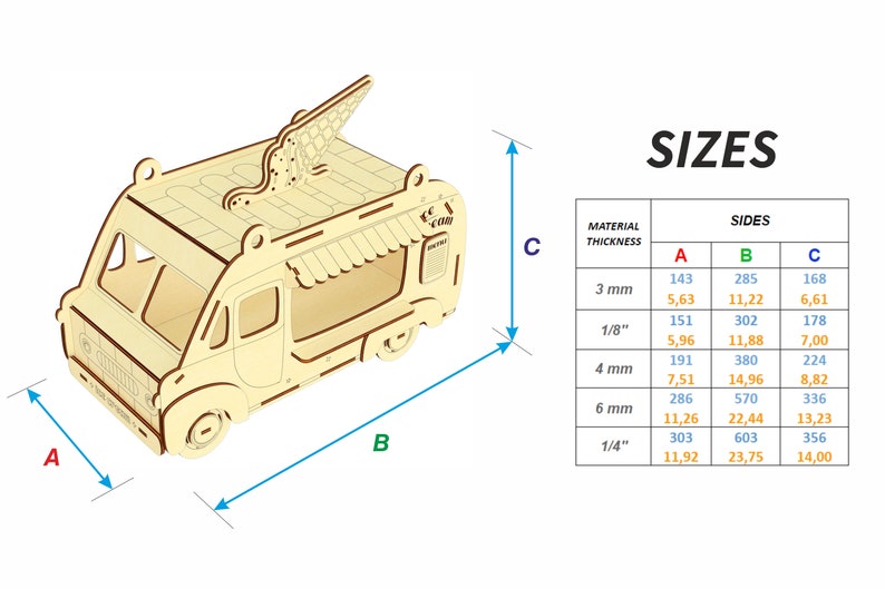 Ice Cream Van Bird Feeder - Laser Cut File, SVG Template Plywood ...