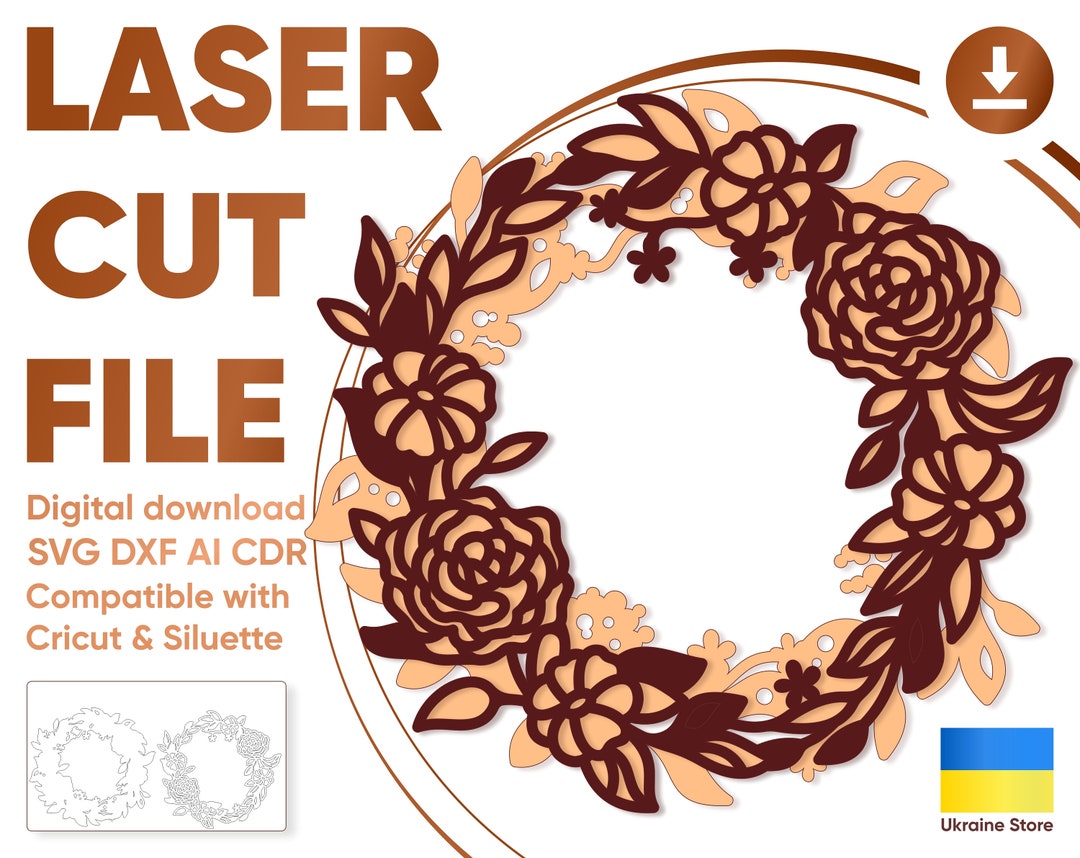 Blumenkranz Laser Cut Datei, SVG Cricut Plan für Schneidemaschinen - Etsy.de