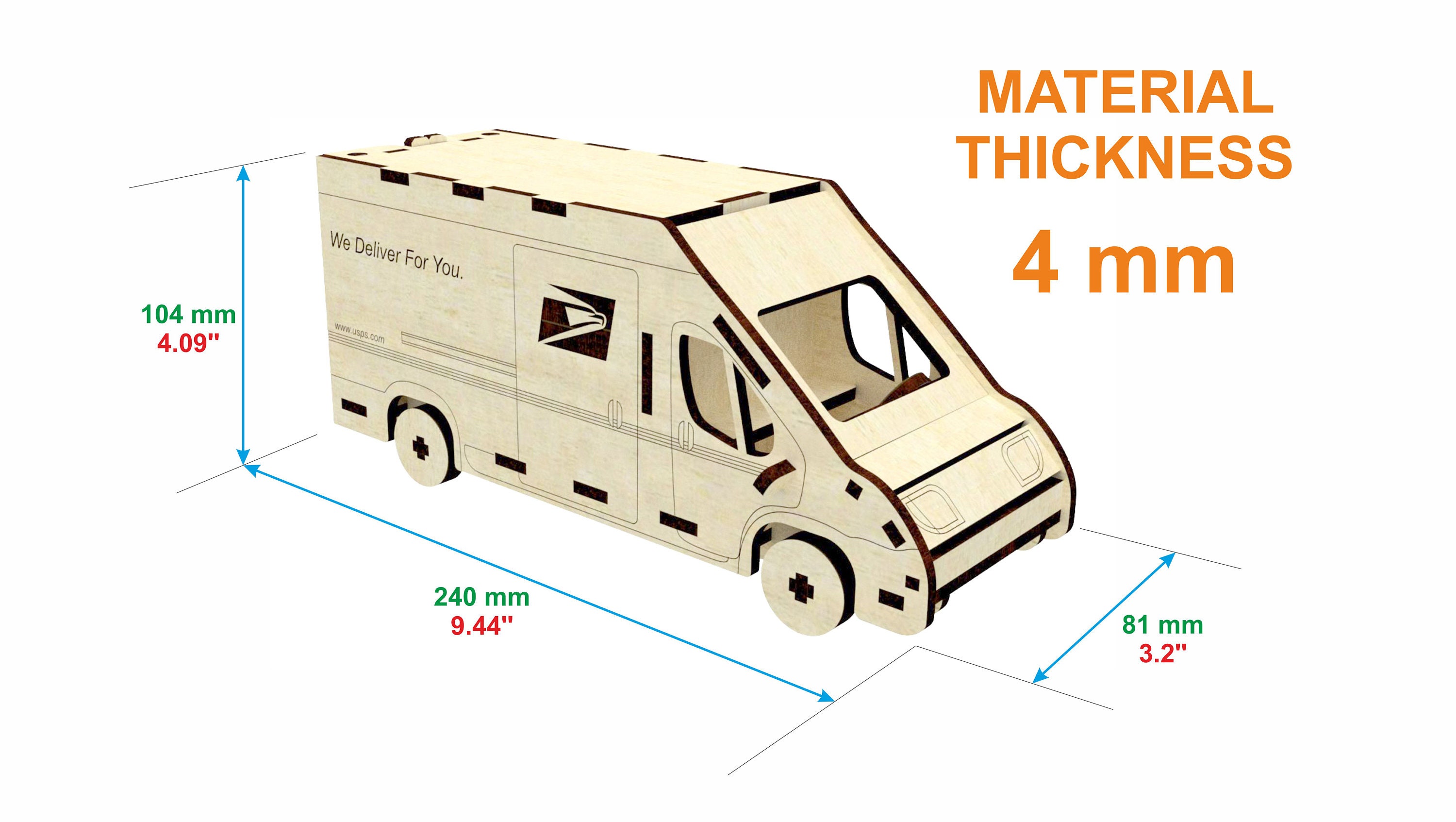 Mail Truck Model - Laser Cutting Template, SVG Digital File (instant ...
