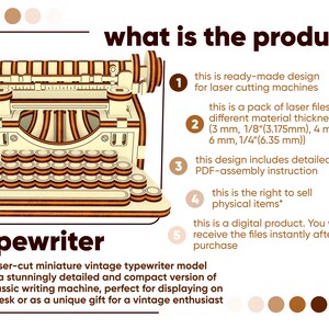Typewriter SVG Laser Cut File, 3d Puzzle Miniature Ready Made Project ...