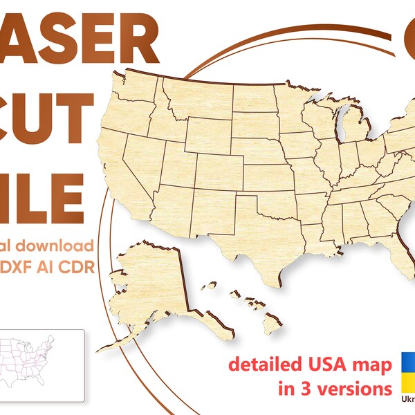 Usa Map Laser Cut Dxf - Etsy