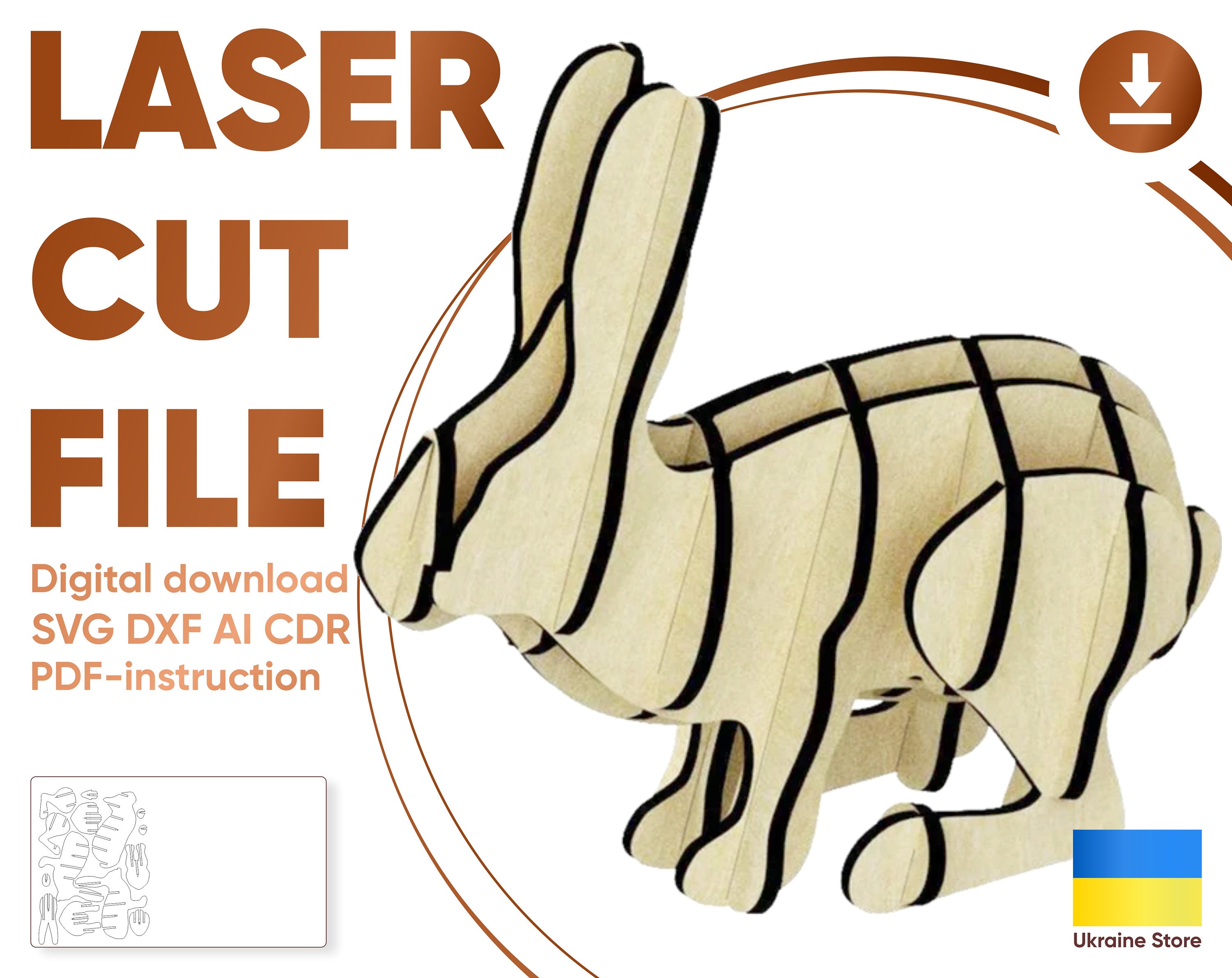 Bunny 3d Puzzle SVG Laser Cut File Easter Laser File - Etsy UK