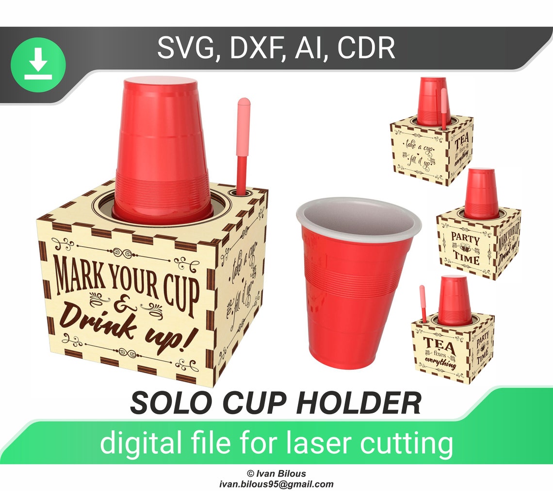 Solo Cup Holder SVG Laser Cut File Glowforge Pattern Cup | Etsy Canada