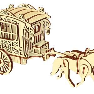 Carriage With Horses Laser Cut File: Nomad Wagon SVG DXF Plan - Etsy