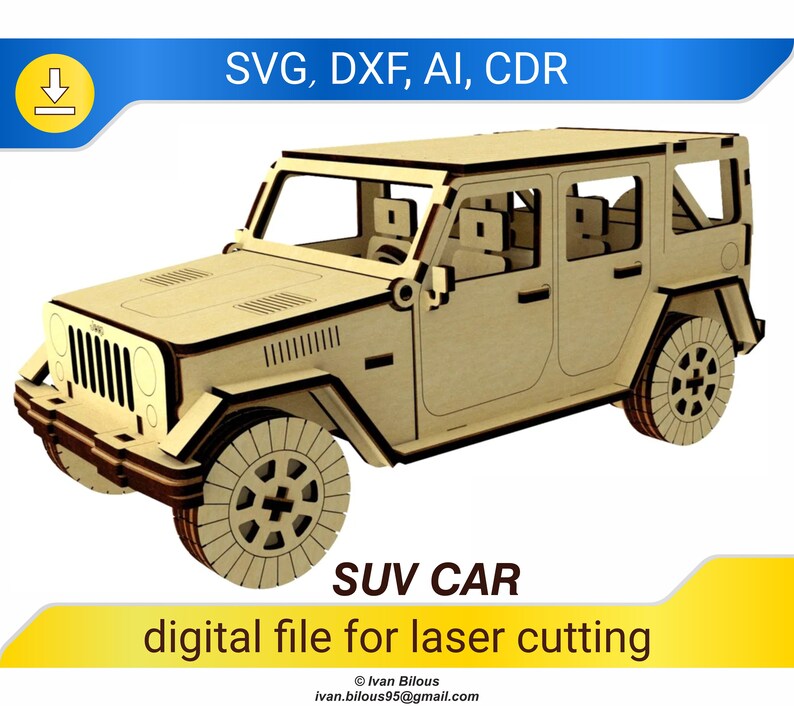 Car Laser Cut File 3d Plywood Design With Spinning Wheels - Etsy