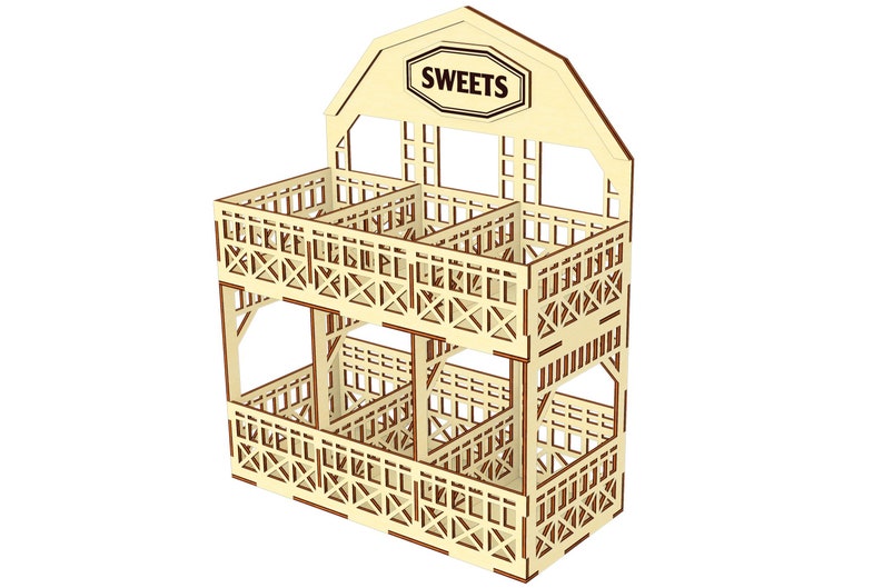 Farmhouse Display Stand - Laser Cut SVG Easter Plan of Stand for Sweets ...