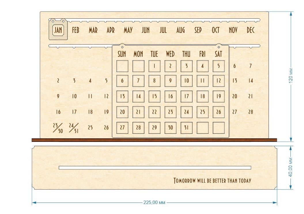 Perpetual calendar dxf files for laser cut desk calendar dxf | Etsy