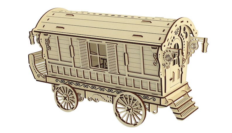 Nomad Wagon Laser Cut File, SVG Dollhouse Project With Doll Furniture ...