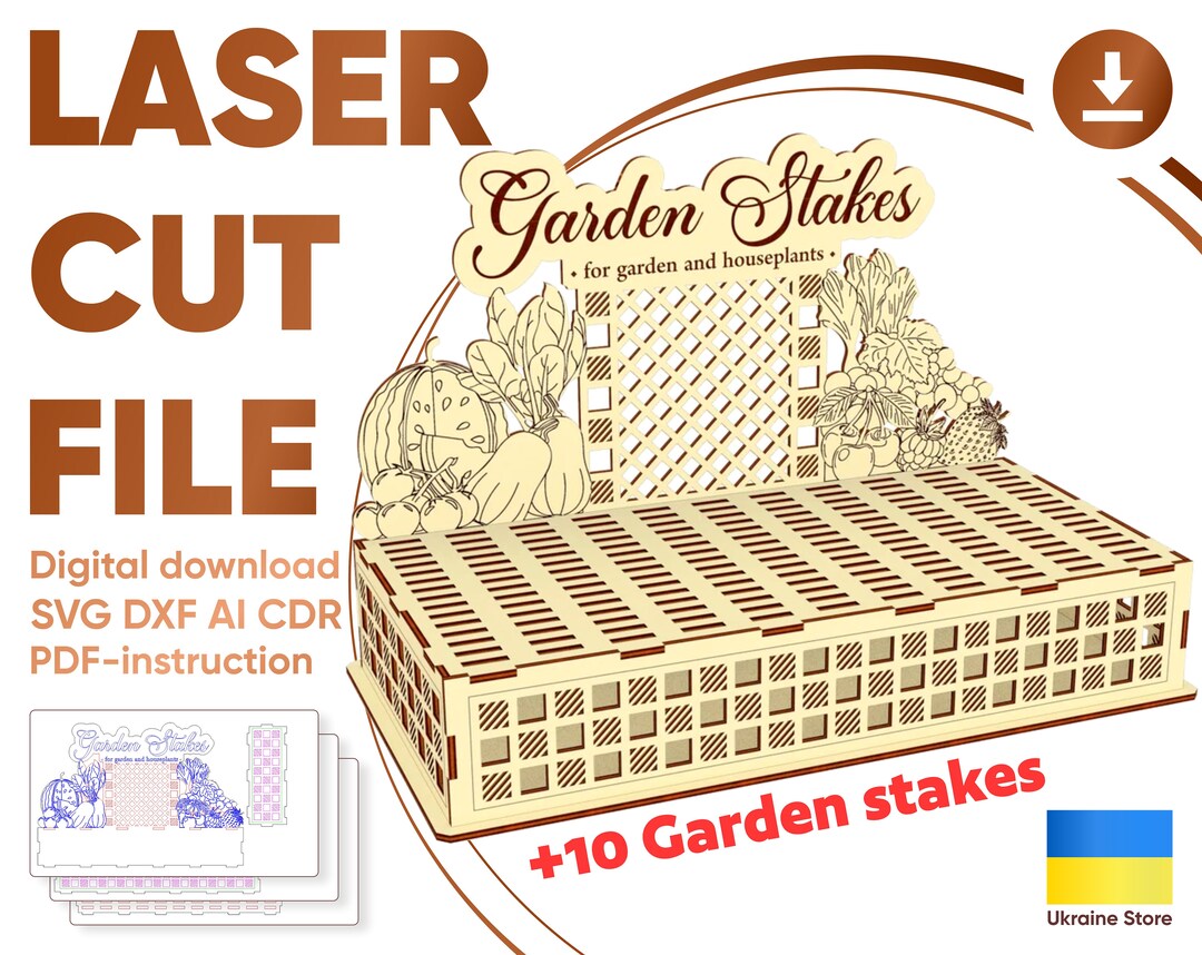 Garden Markers Distplay Stand - Laser Cut File, SVG Digital Pattern ...