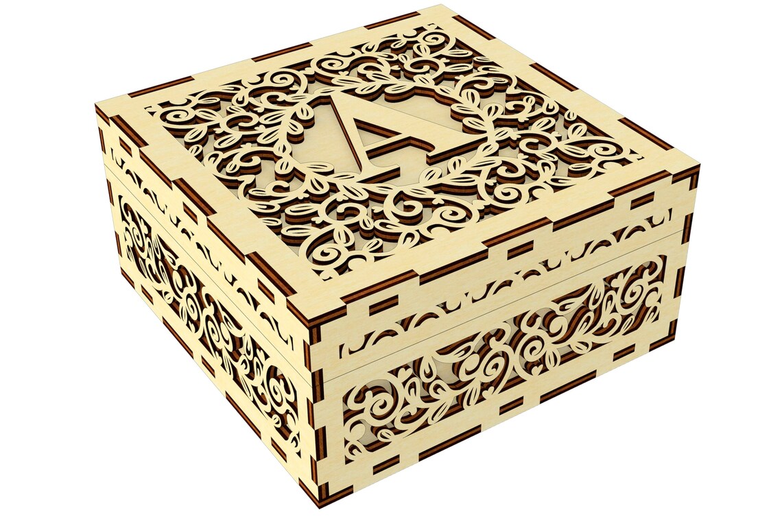 Monogram Box Laser Cut Files Glowforge Pattern Monogram SVG - Etsy