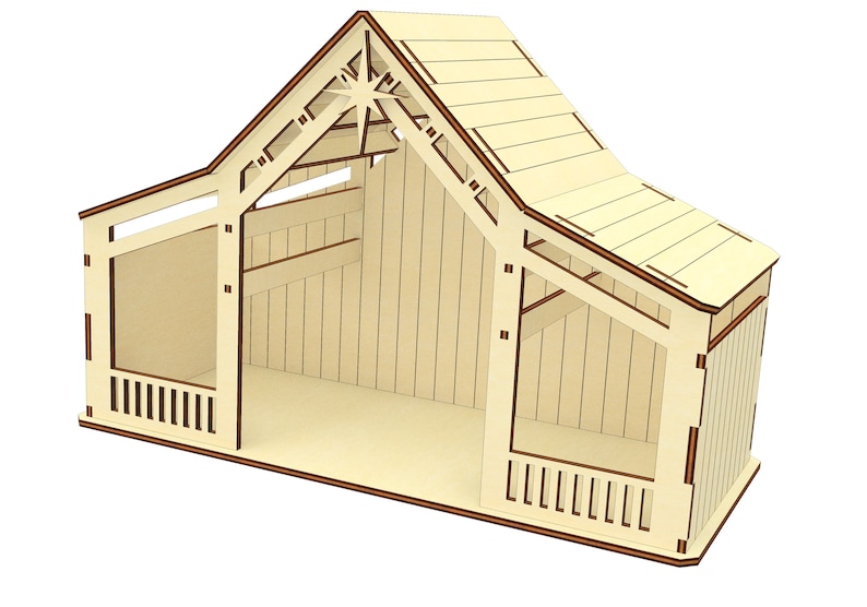 Christmas Barn Laser Cut File CNC Plan Glowforge Pattern | Etsy