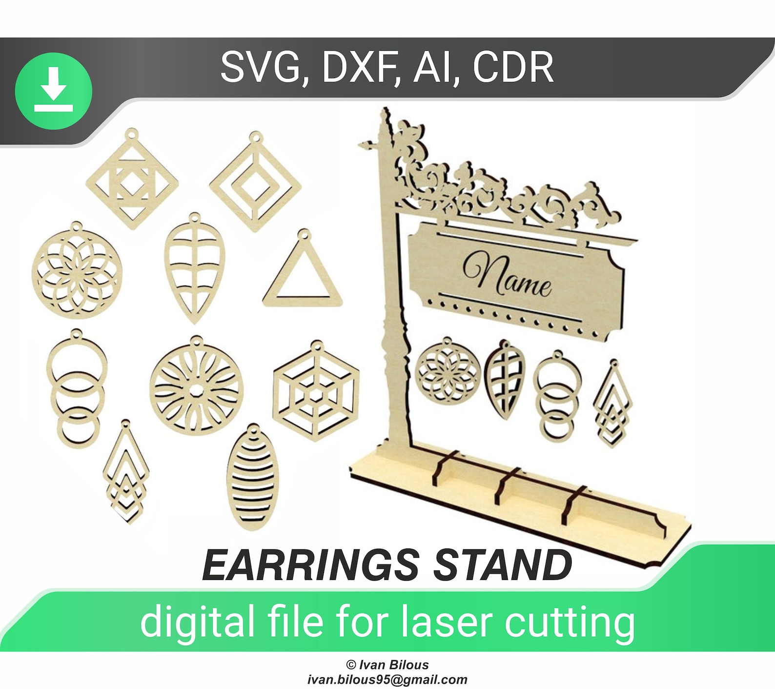 Laser Cut Earrings Dxf Stand Laser Files Earrings Stand - Etsy