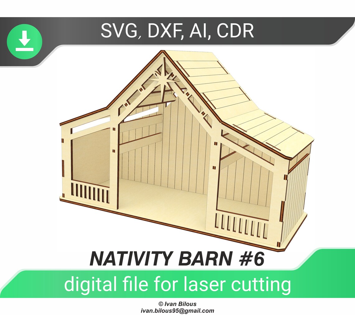 Christmas Barn Laser Cut File CNC Plan Glowforge Pattern | Etsy