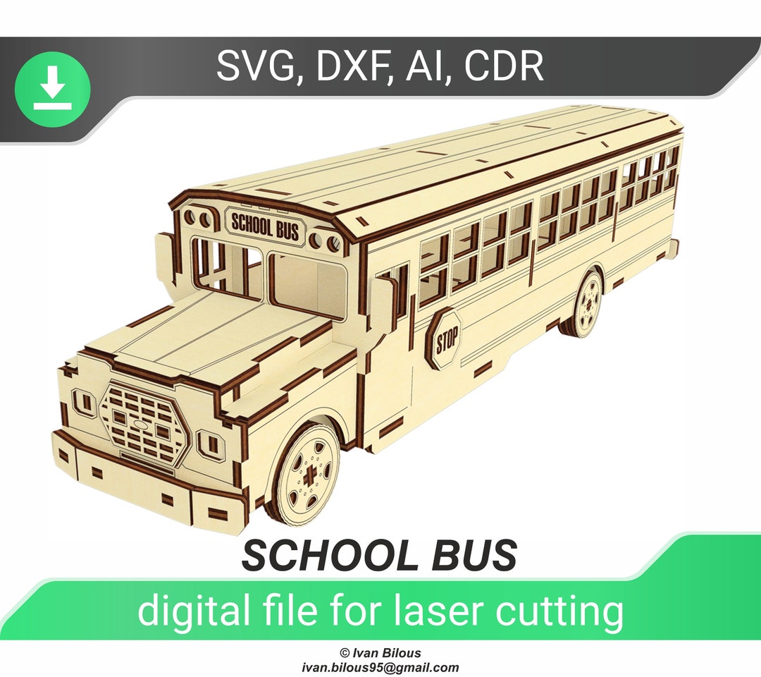 School Bus Laser Cut File Glowforge Plan 3d Puzzle - Etsy Australia