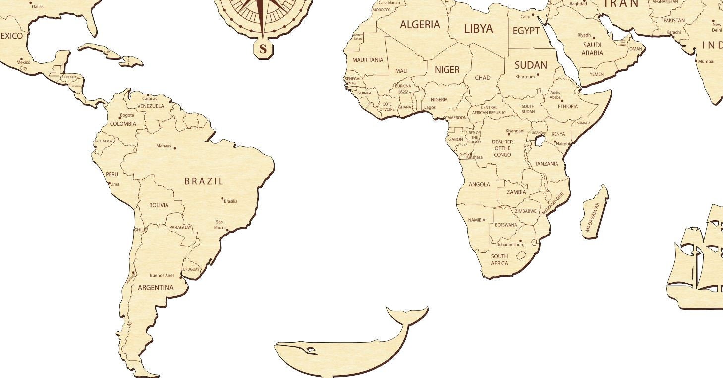 World Map Laser Cut File Laser Engraving Pattern - Etsy Canada