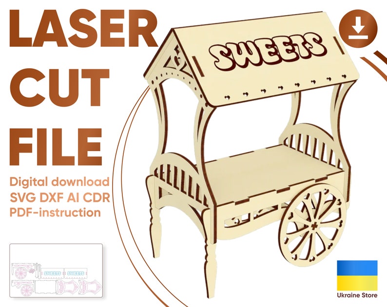 Sweet Cart, Svg Laser Cut File Glowforge Pattern - Etsy UK