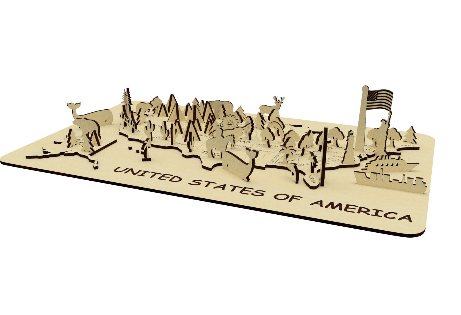 Usa Map Laser Cut File Svg Glowforge Usa Dxf Files for Laser - Etsy