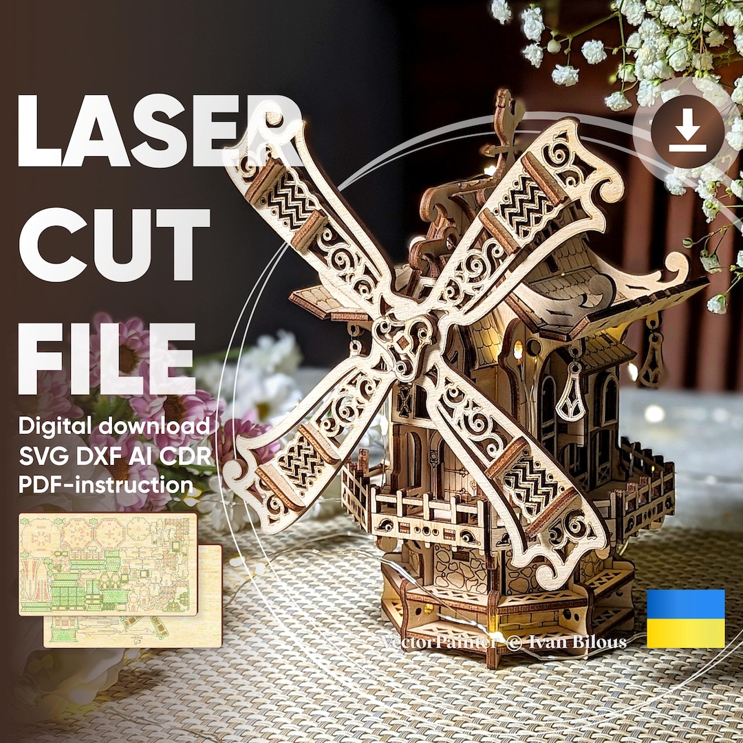 Fantasy Windmill - Laser Cutting File, SVG Garden Stake House - Etsy Canada